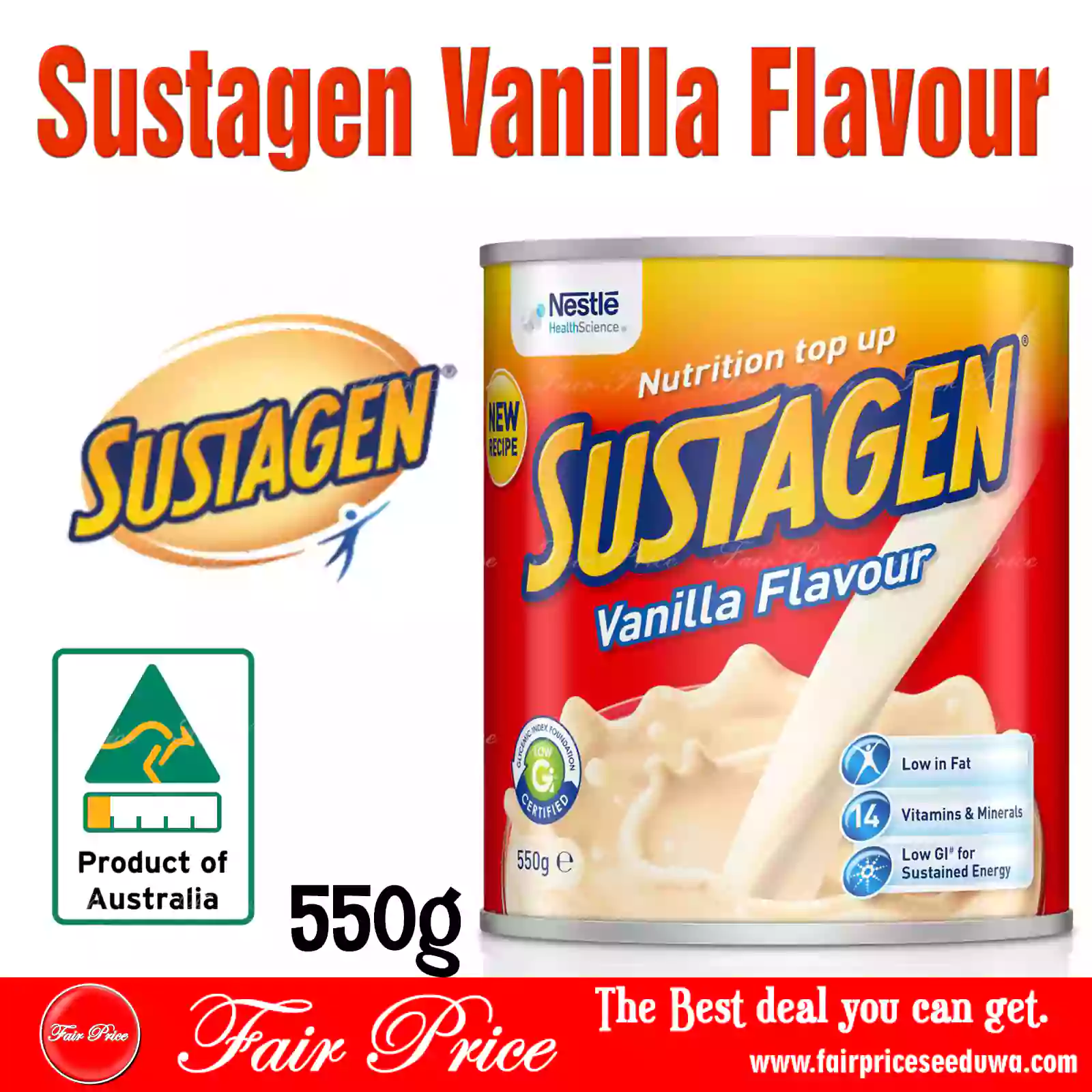 Sustagen Vanilla Flavour 550g – Fair Price – Seeduwa