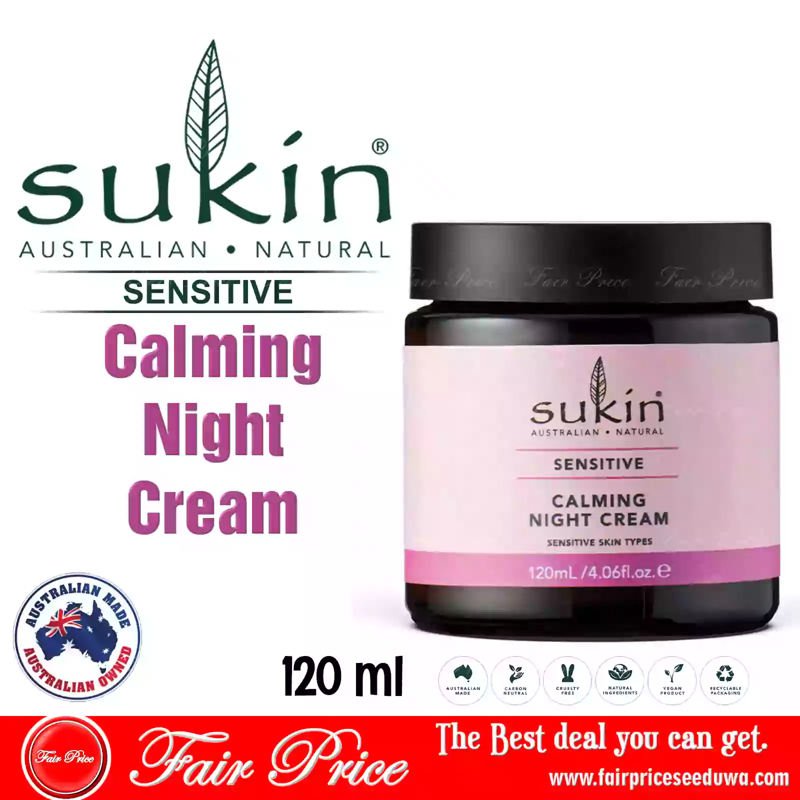 Sukin Sensitive Calming Night Cream 120ml – Fair Price – Seeduwa