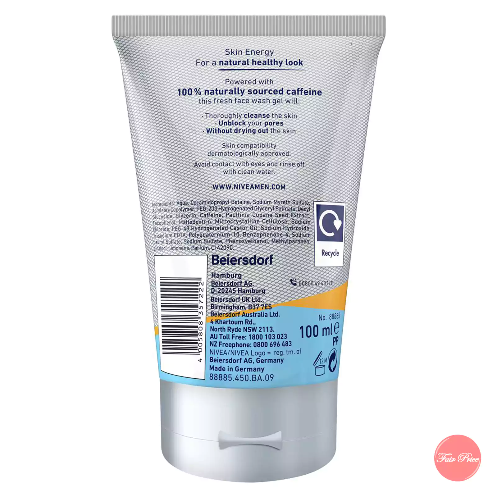 Nivea Men Skin Energy Face Wash Gel Cleanser 100ml – Fair Price – Seeduwa