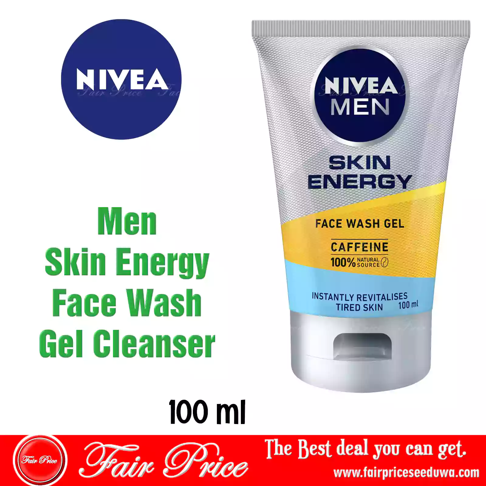 Nivea Men Skin Energy Face Wash Gel Cleanser 100ml – Fair Price – Seeduwa
