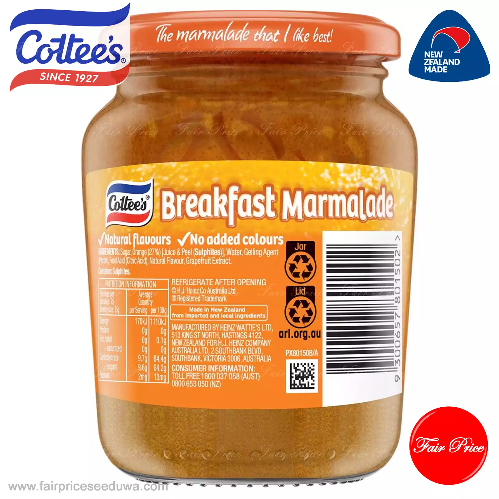 Cottees Breakfast Marmalade 375g – Fair Price – Seeduwa