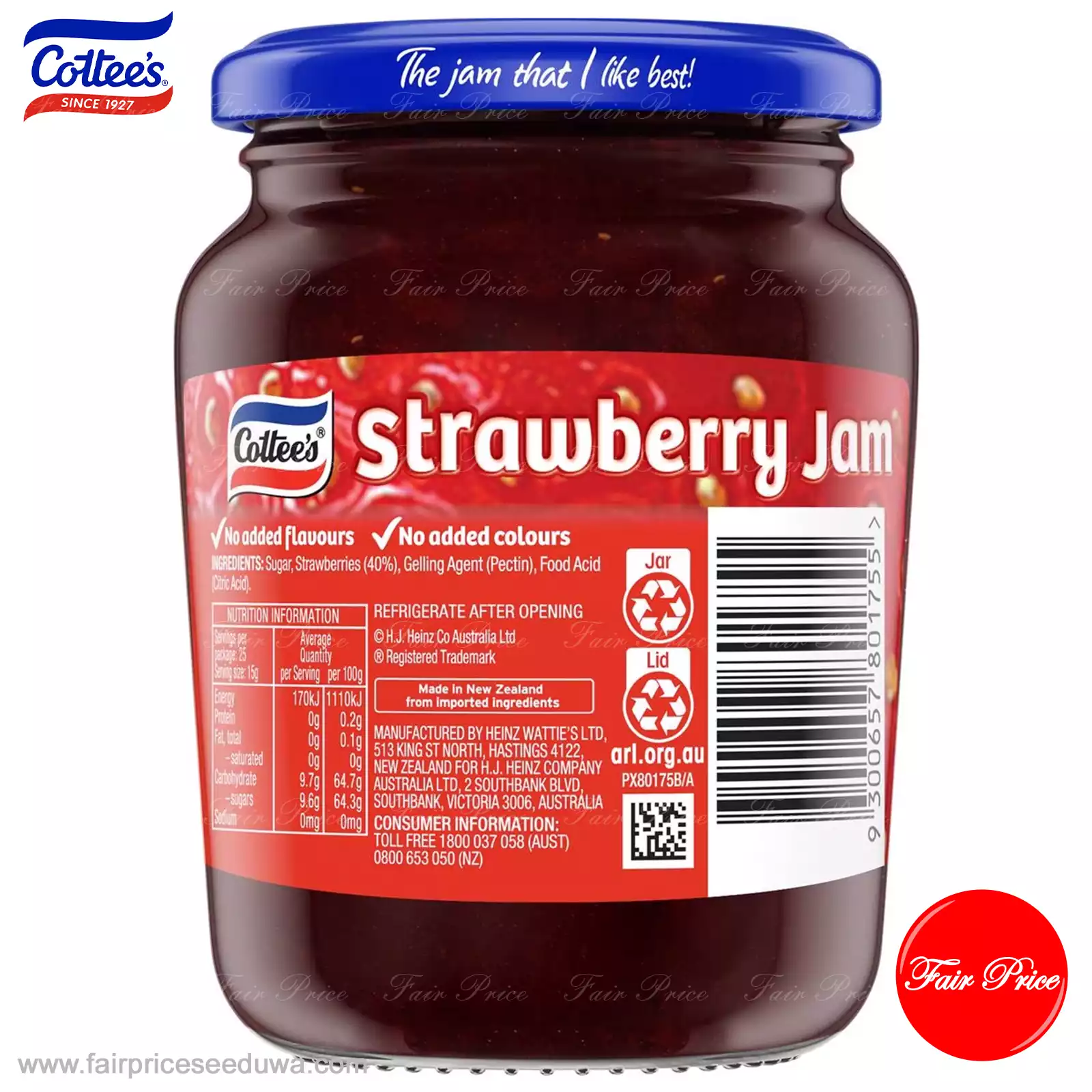 Cottees Strawberry Jam 375g – Fair Price – Seeduwa